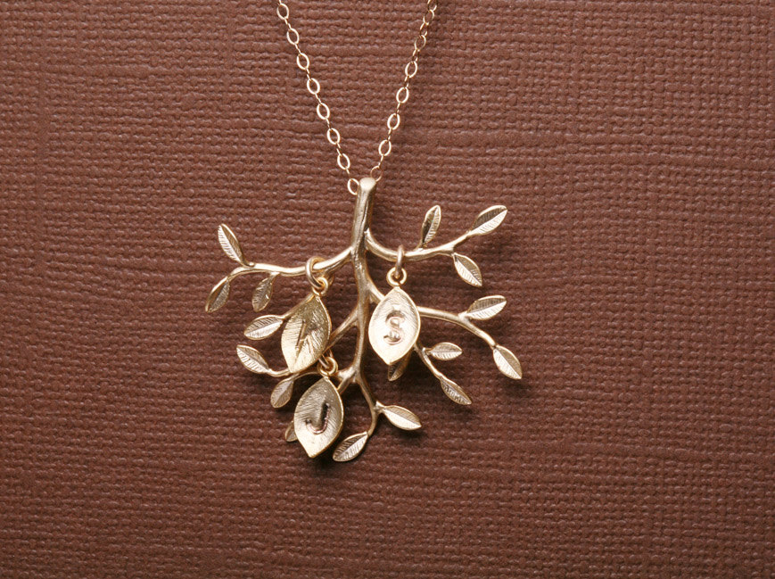 Family Tree Necklace,monogram Necklace,personalized Initial,leaf ...