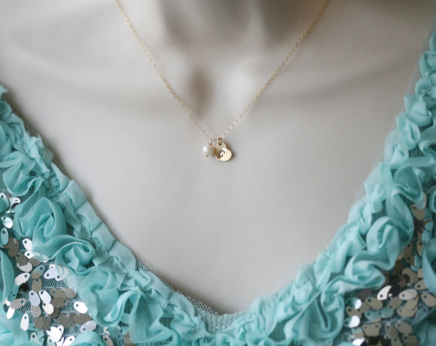 Heart Initial Gold Fill Necklace,custom Birthstone,monogram Necklace ...