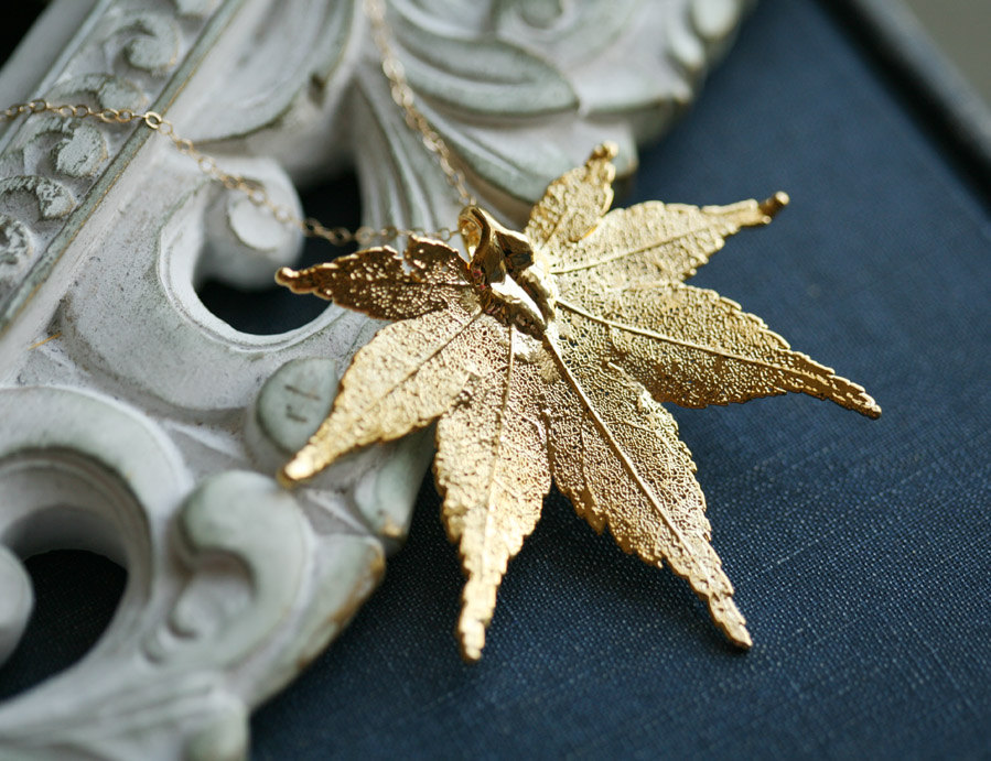 Large Real Maple Leaf Necklace 24k Gold,14k Gold Filled Necklace,real ...