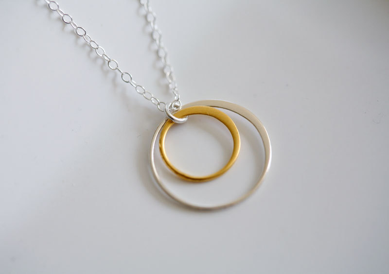 Gold Mix Silver,circle Necklace,karma Necklace, Friends,bridesmaid ...